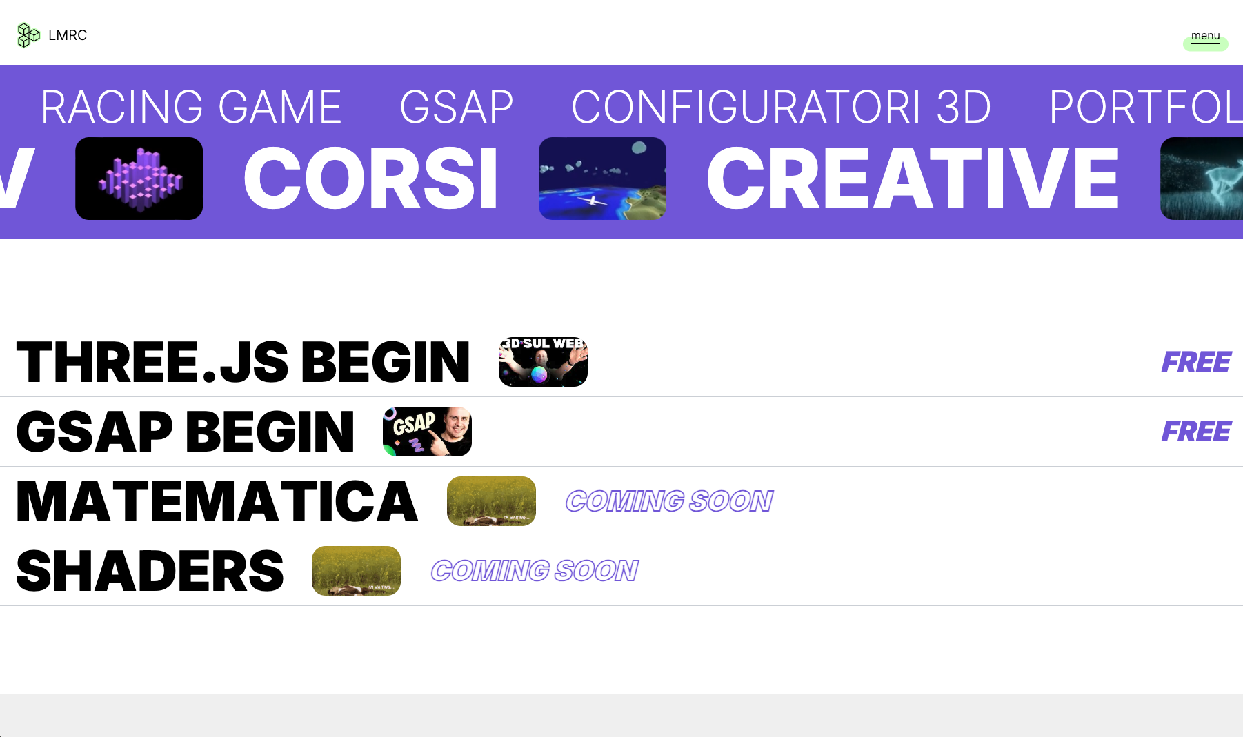 Corsi su THREE.JS, GSAP, SHADERS, GAME DEVELOPMENT,